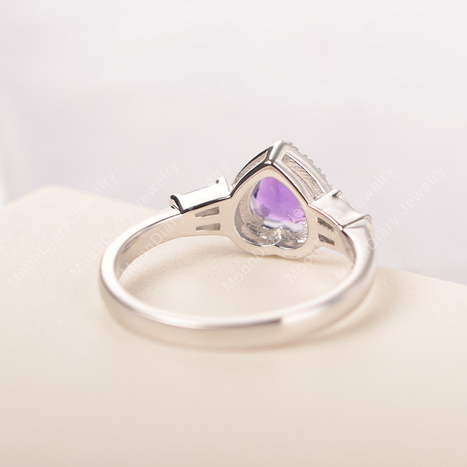 Purple Gemstone Heart Shaped Real Natural Amethyst Ring 14k - Etsy