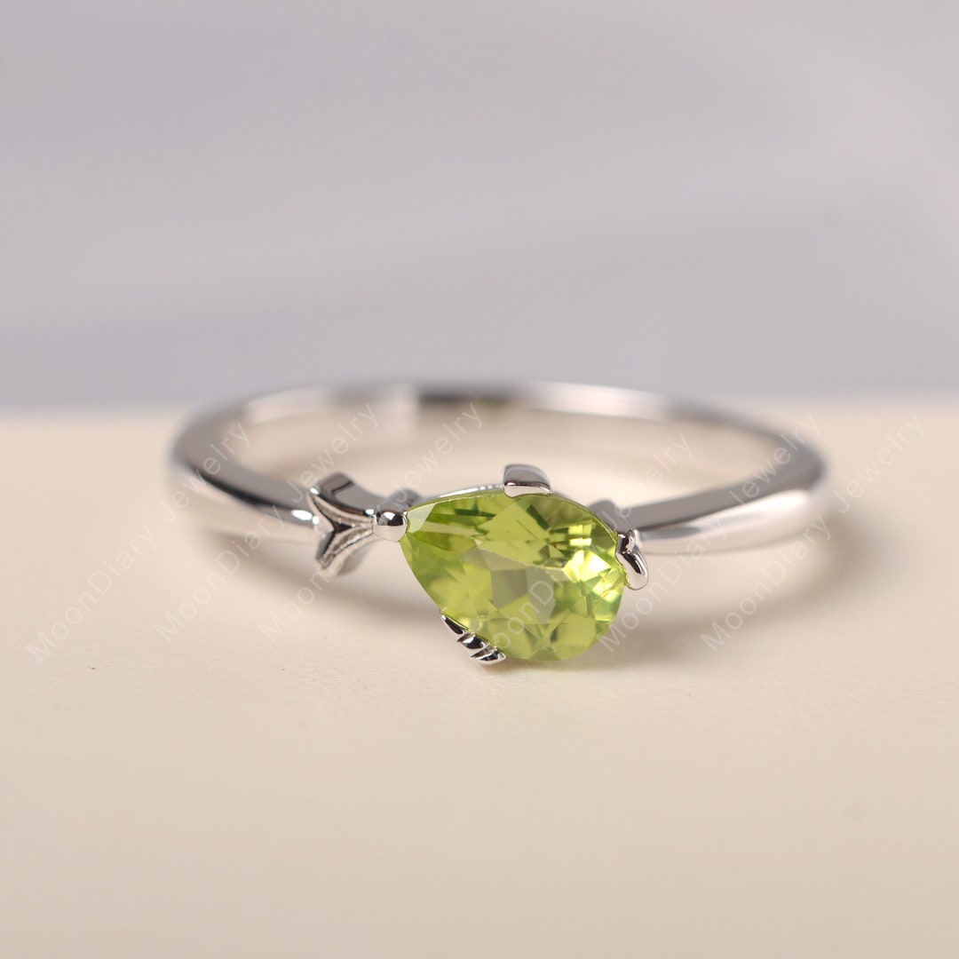 August Geburtsstein echter natürlicher Peridot Versprechensring weiß ...