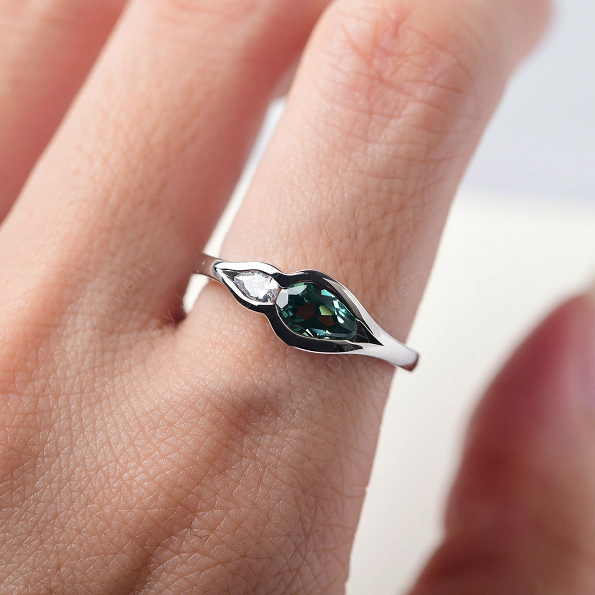 Two Peas in a Pod Ring Sterling Silver Half Bezel Setting | Etsy