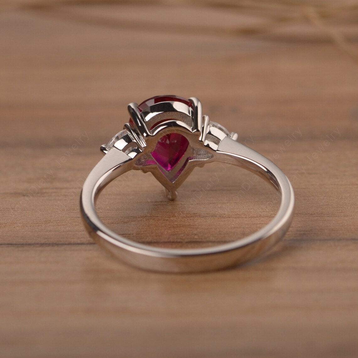 Pear Cut Ruby Ring Sterling Silver Engagement Ring for Women | Etsy