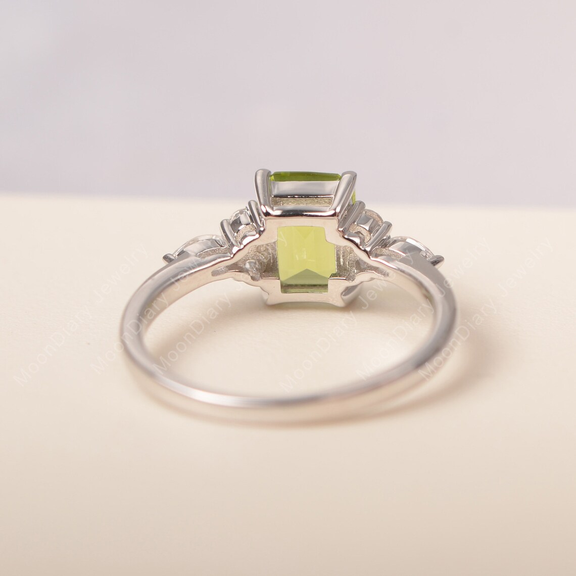 Real Natural Peridot Ring Sterling Silver Emerald Cut Green - Etsy