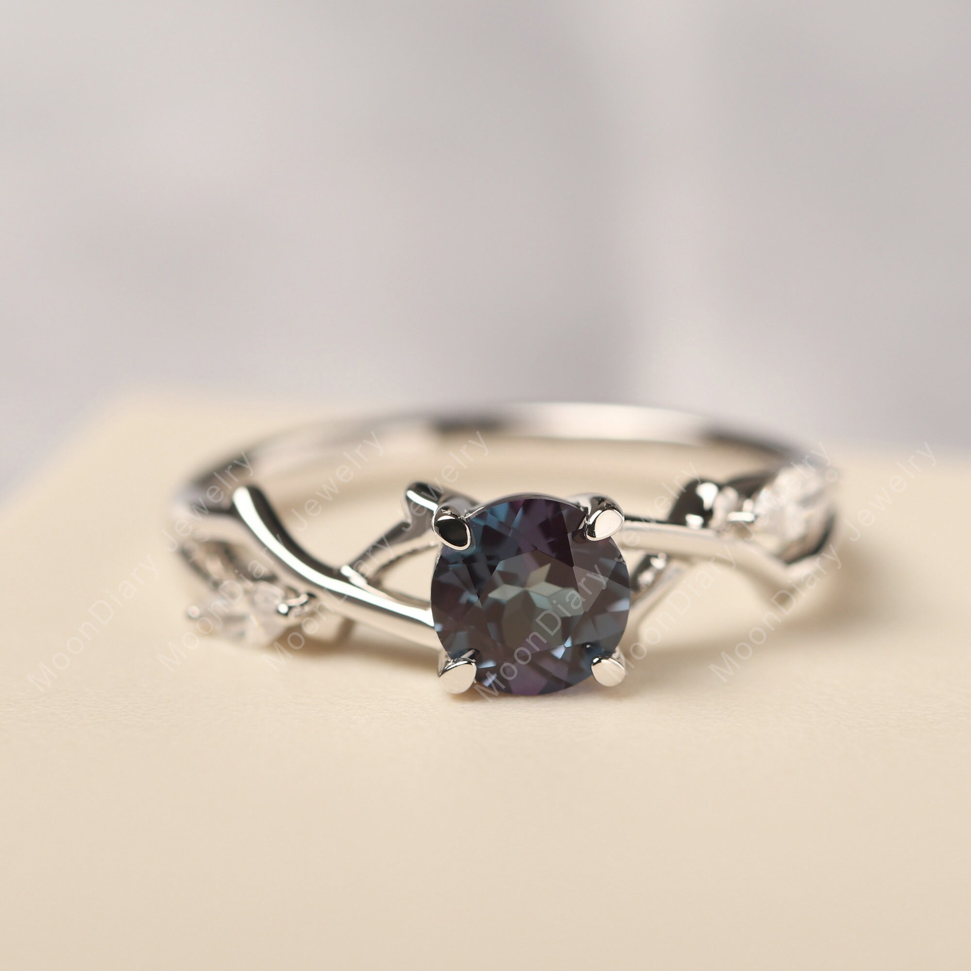 Tree Branch Engagement Ring Round Cut Alexandrite Twig Ring - Etsy