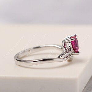 Ruby Infinity Engagement Ring Silver Heart Cut Twist Bridal Ring July ...