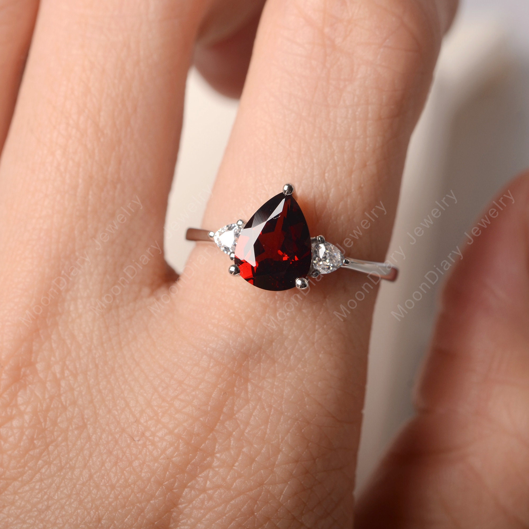 January Birthstone Real Natural Red Garnet Engagement Ring - Etsy UK