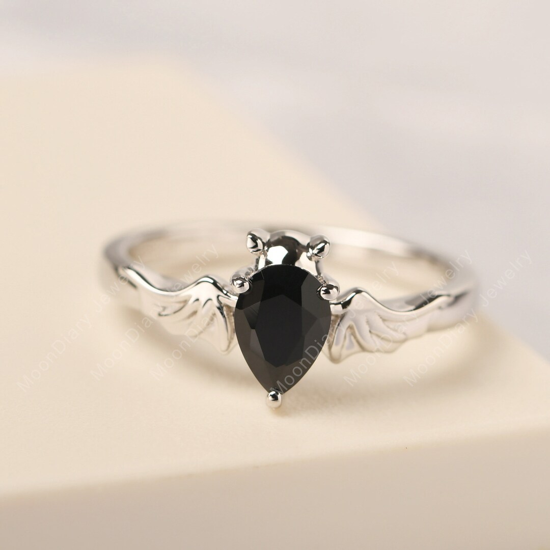 Gold Bat Ring Black Spinel Halloween Ring - Etsy