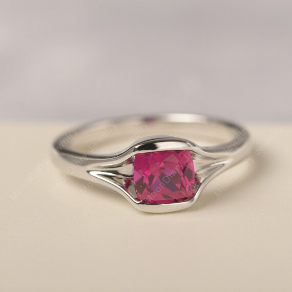 Unique Ruby Wedding Ring July Birthstone Sterling Silver - Etsy