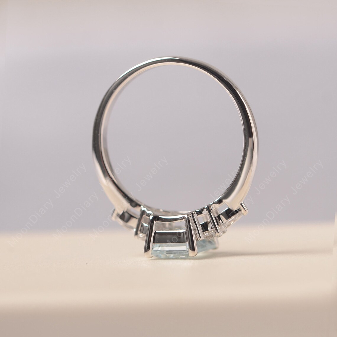 Rectangle Aquamarine Ring Emerald Cut Natural Light Blue - Etsy