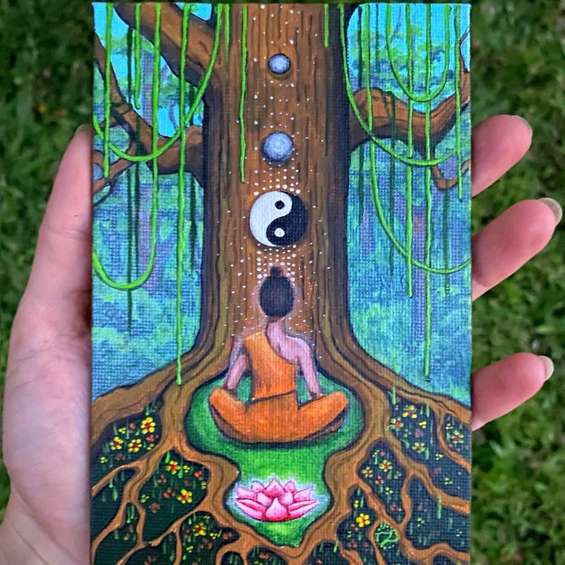 Buddha Under Tree Painting - Etsy UK