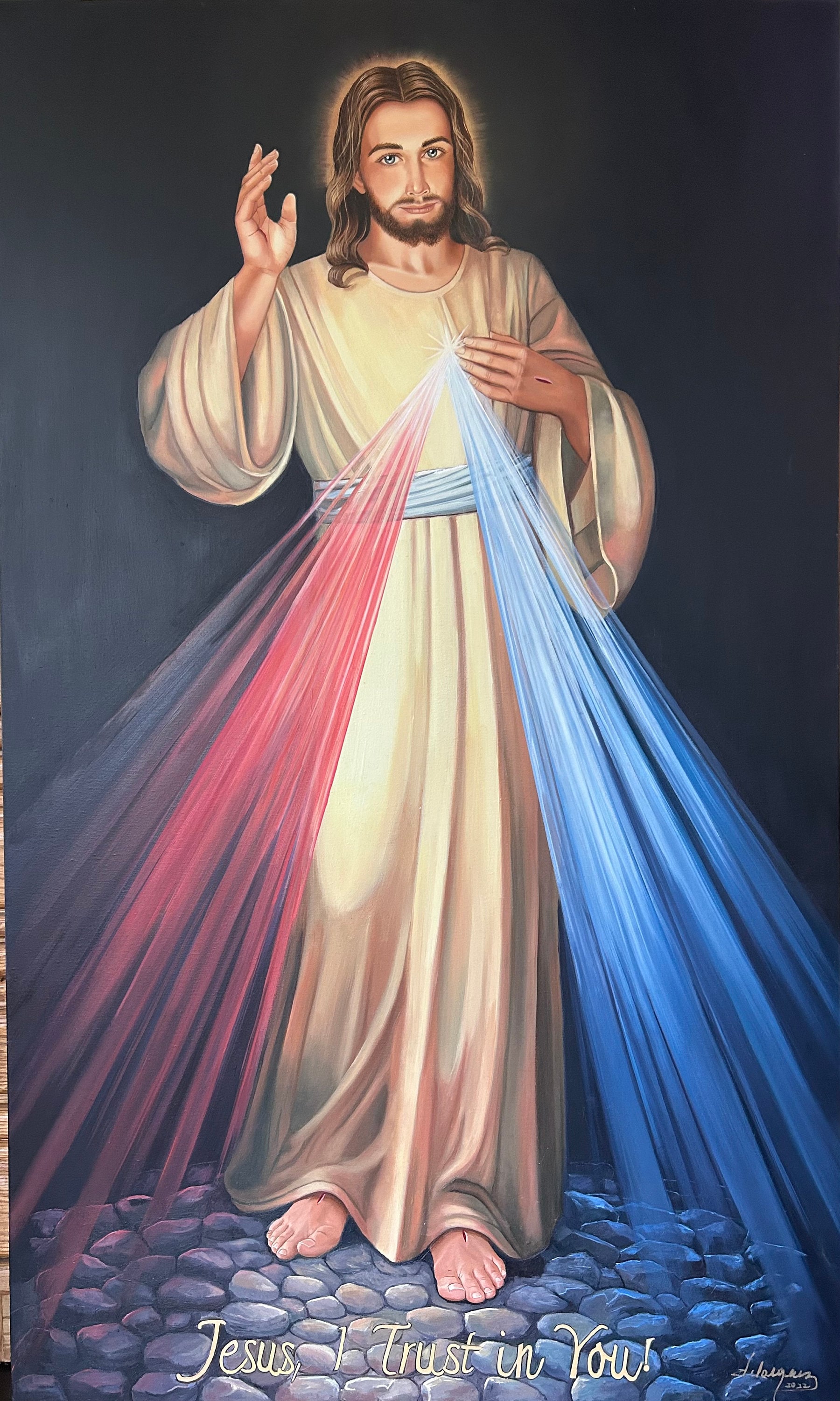 The Divine Mercy Oil Painting by Clara Velasquez 3 X 5 Ft - Etsy
