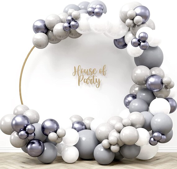99 Pcs Metallic Silver Gray & Pearl Gray Balloons Arch Kit - Etsy