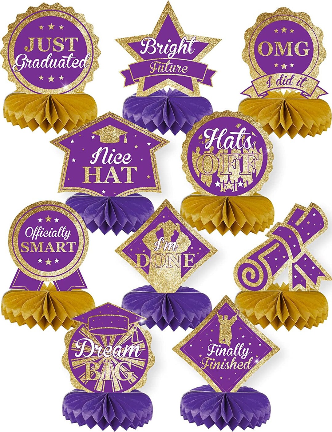 Purple and Gold Congrats Grad Centerpieces for Tables 10pcs - Etsy
