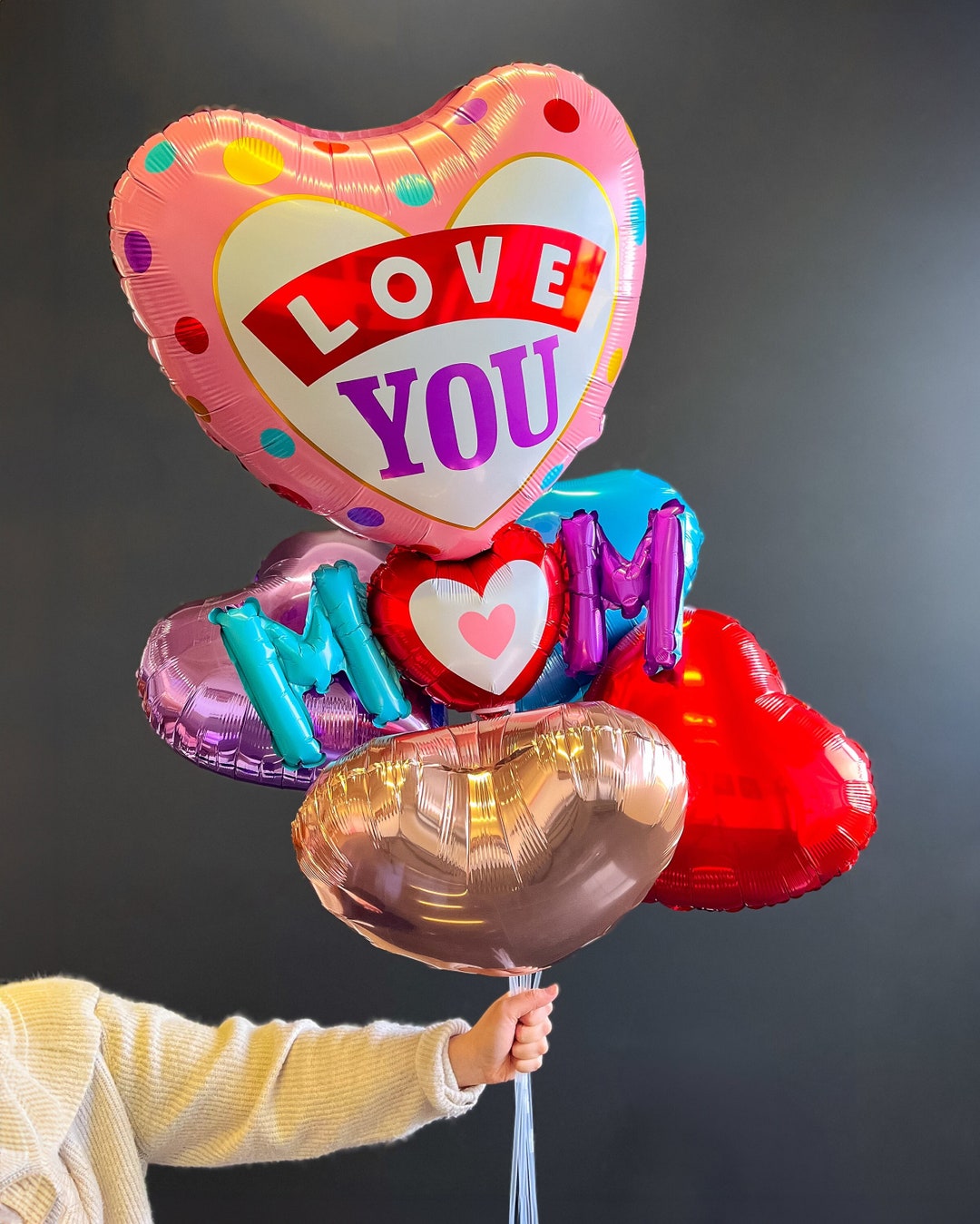 Mother's Day Balloons Love You MOM Foil Balloon Kit for Mother's Day ...