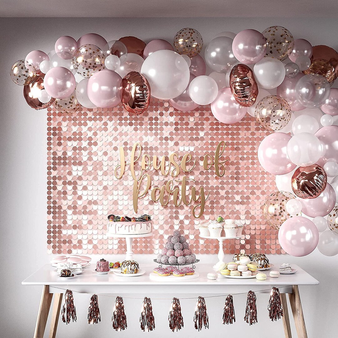 Rose Gold Shimmer Wall Backdrop Pack of 12 Round Sequin Wall - Etsy
