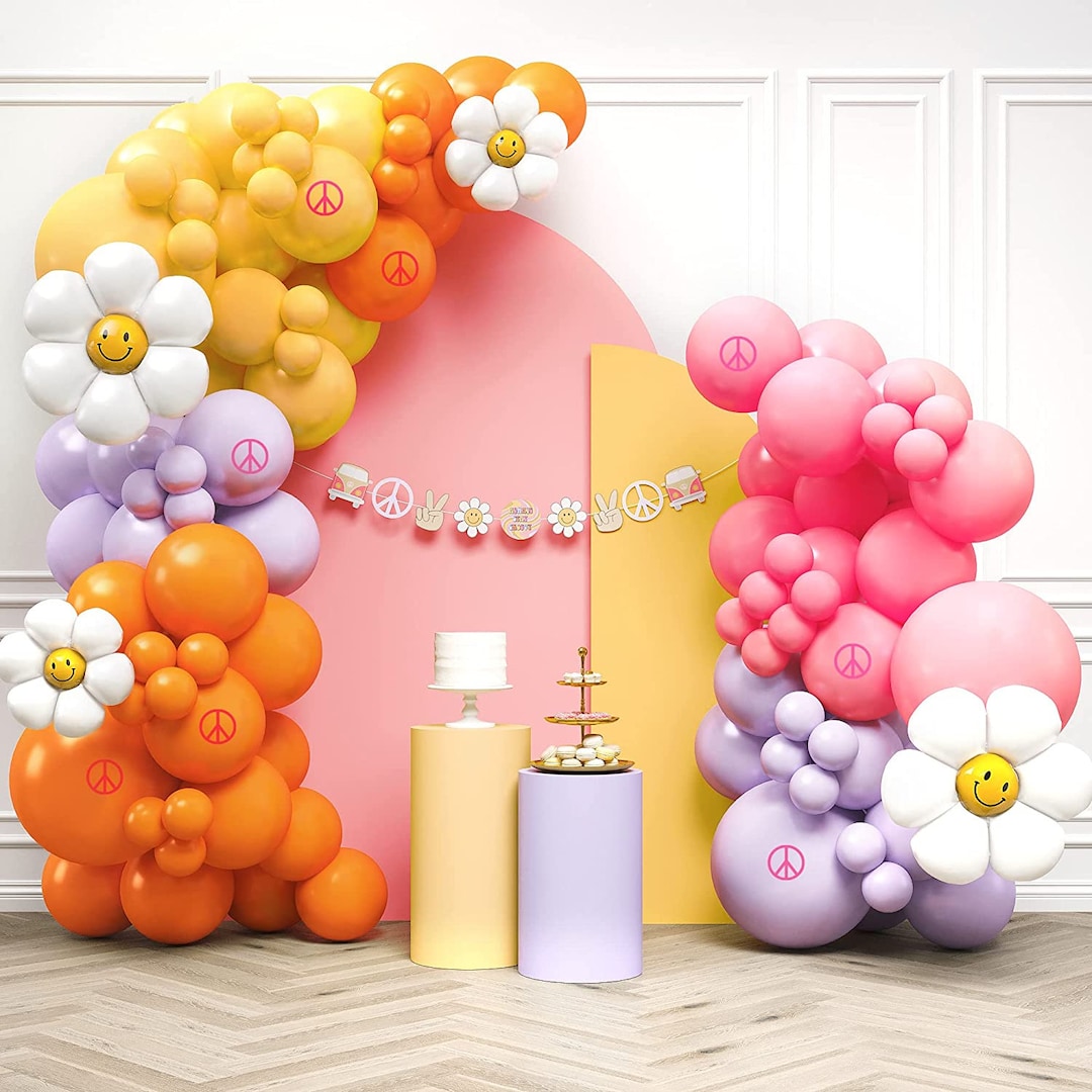 Hippie Groovy Balloon Garland Kit - Retro Daisy Balloon Arch Party ...
