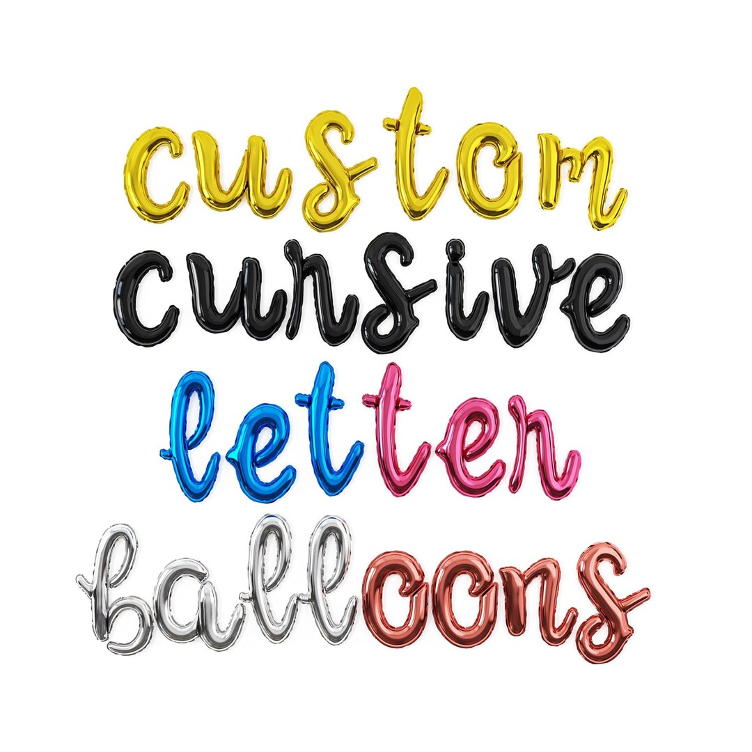 Custom Cursive Letter Balloons 18-inch Gold, Rose Gold and Silver ...