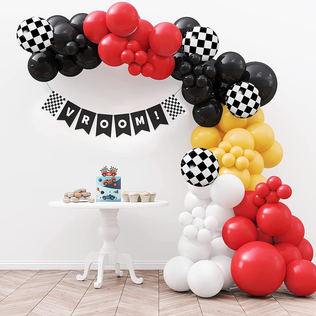 Two Fast Balloon Garland 106pcs Race Car Balloon Arch Kit Red, Black ...