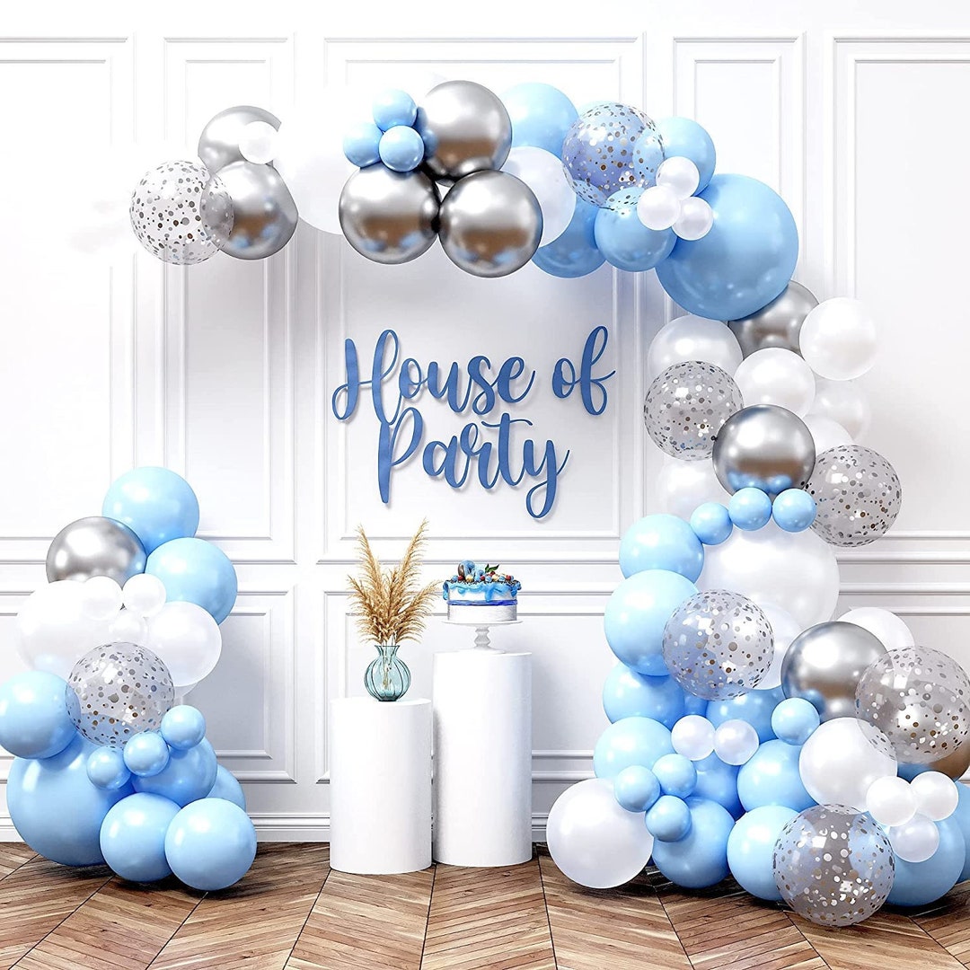 Baby Blue Balloon Arch Kit, Ice Blue Balloons Garland for Baby Shower ...