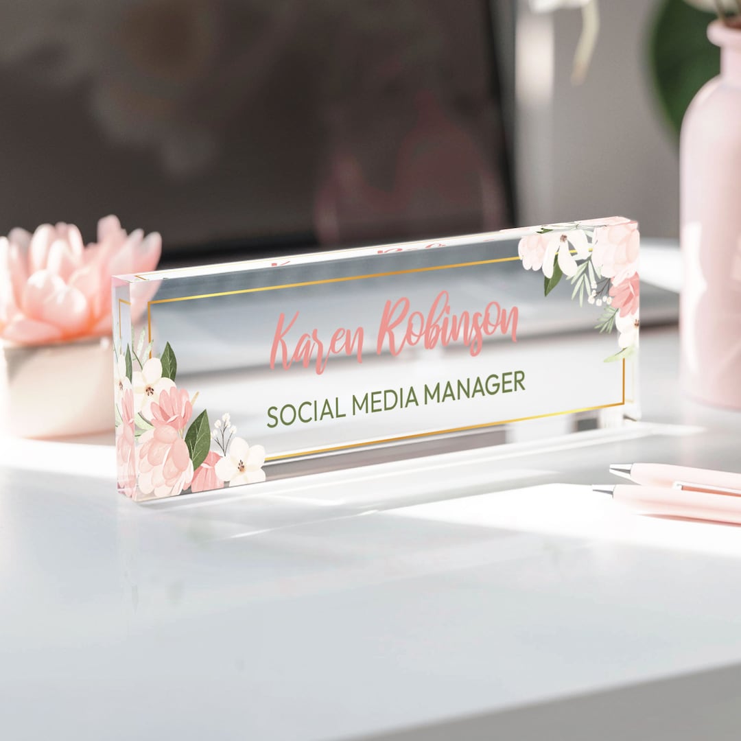 Personalized Acrylic Name Plate | Custom Desk Sign Plaque | Logo Plate ...