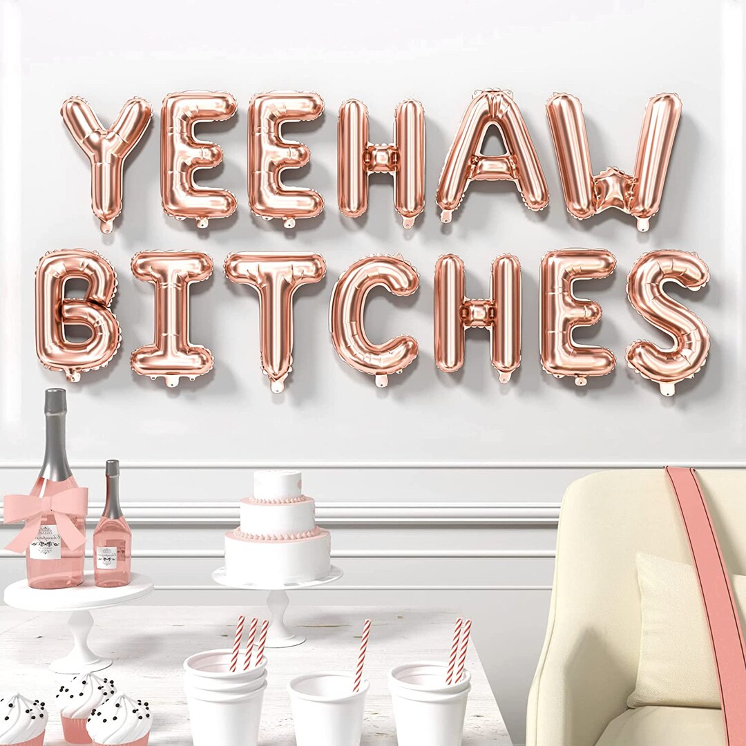 Yeehaw Balloon Letters, Western Cowgirl Party Decor, 16 Inch Rose Gold ...