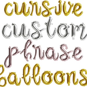Custom Cursive Letter Balloons | 18-inch | Gold, Rose Gold and Silver ...