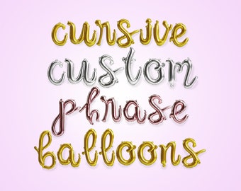 Cursive Happy Birthday Balloon Banner W/ Custom Name Cursive Letter ...