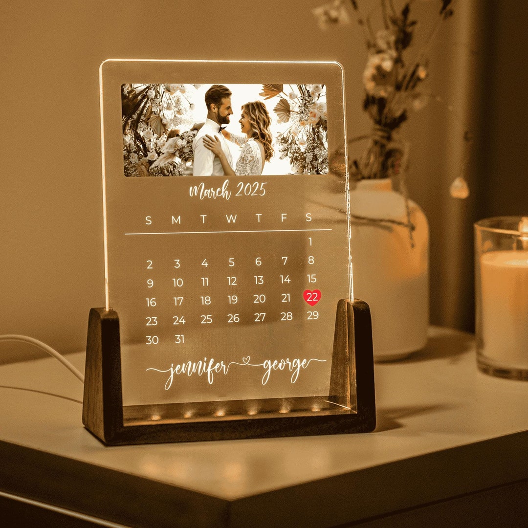 Custom Picture Night Light | Wedding Gifts | Personalized Calendar Lamp ...