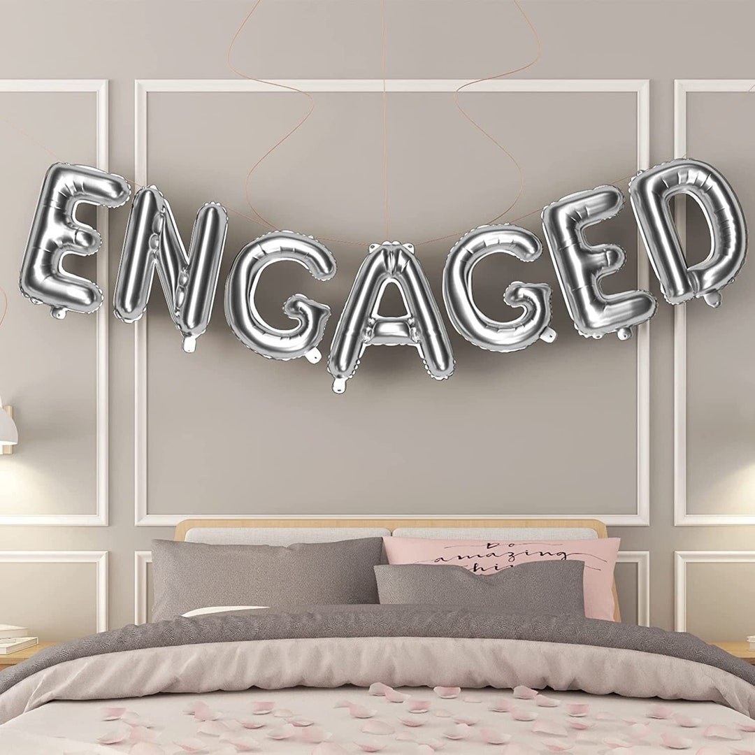 40 Engaged Balloons, Silver Foil Balloons for Wedding, Anniversary ...