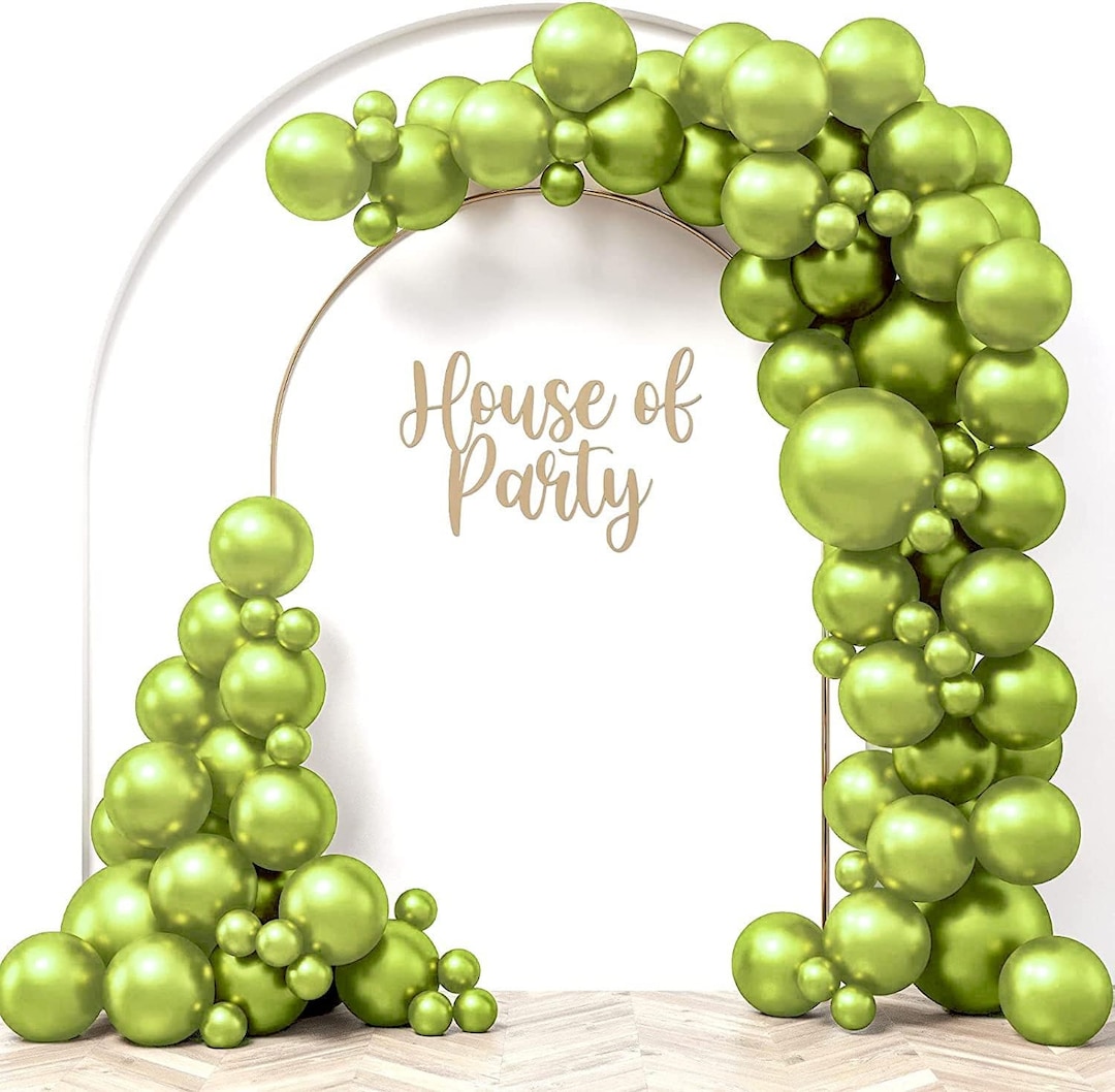 Lime Green Balloons Arch Kit | 5/12/18 Inch Metallic Balloon Garland ...