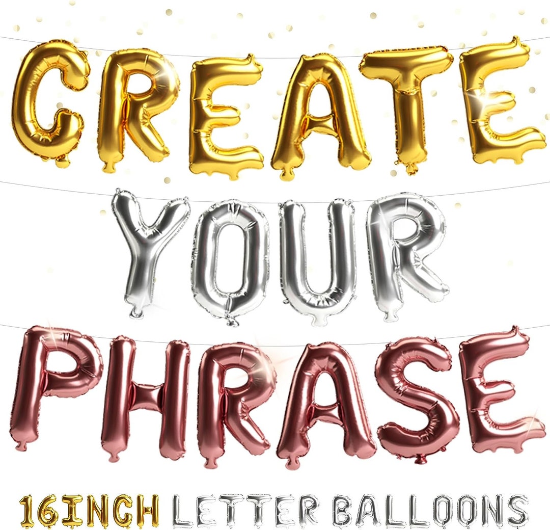 Custom Gold 16-inch Letter Balloons in Rose Gold Silver for Birthday ...