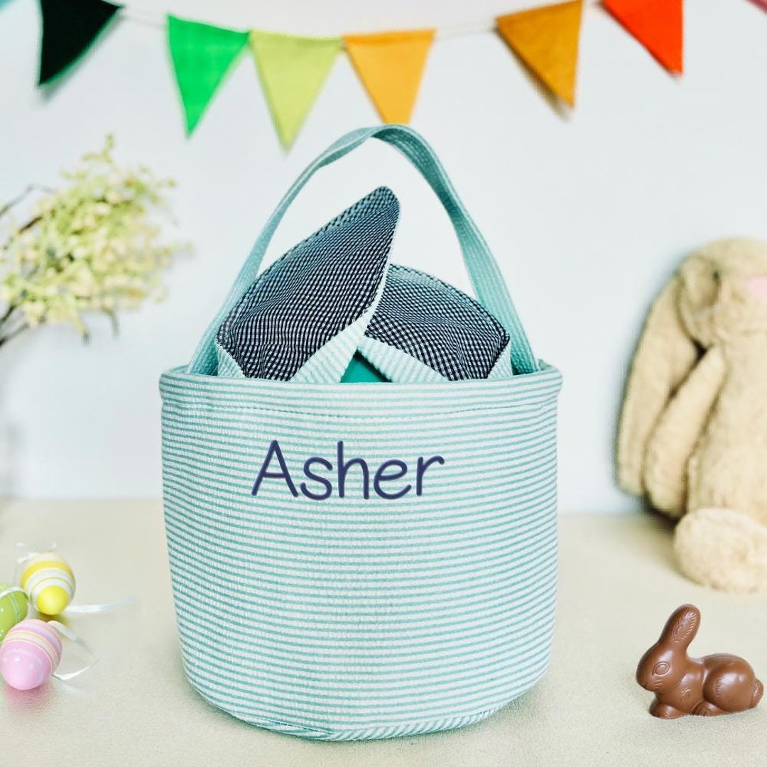 Custom Easter Basket | Embroidered Bunny Bag | Easter Egg Basket ...