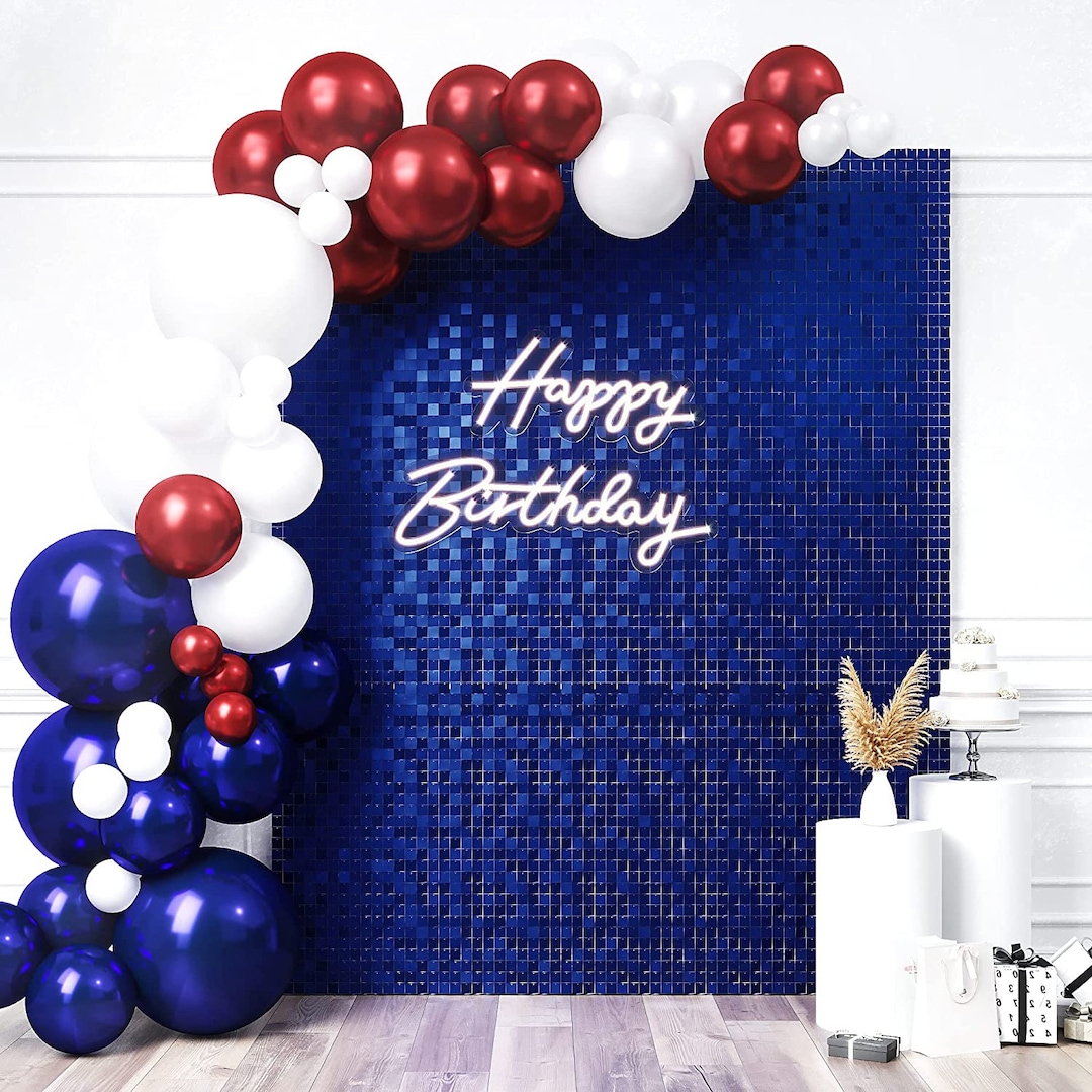 Royal Blue Shimmer Wall Backdrop Pack of 24 Satin Sequin Square Matte ...