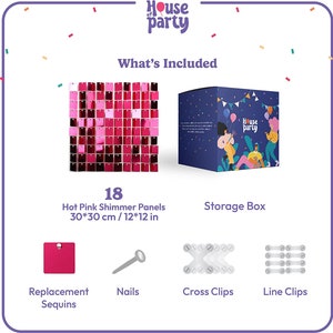 Hot Pink Shimmer Wall Backdrop Pack of 18 Square Shimmer Panels for ...