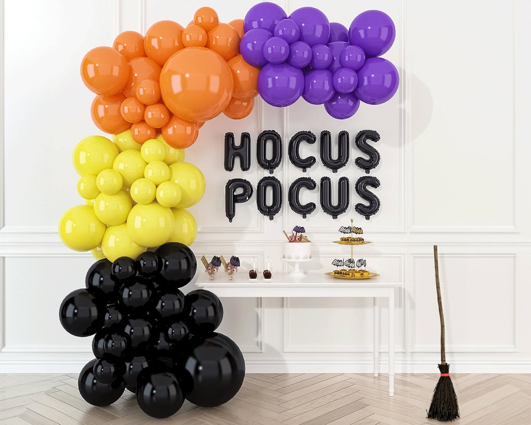 Hocus Pocus Balloons Arch Kit | Purple, Orange, Yellow & Black Balloons ...