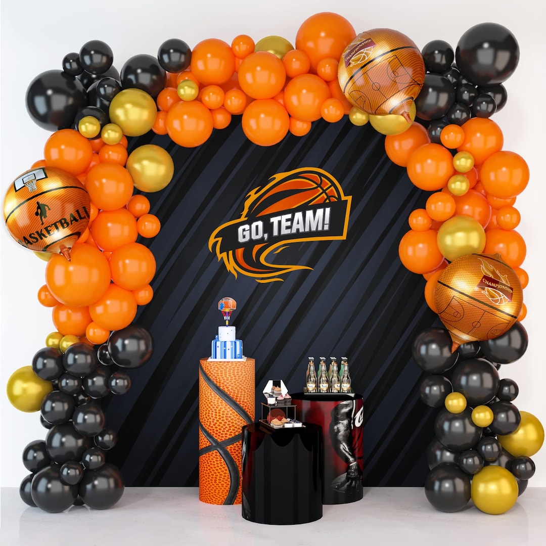 Basketball Balloons Arch Kit 120 Pcs DIY Black Orange Gold - Etsy