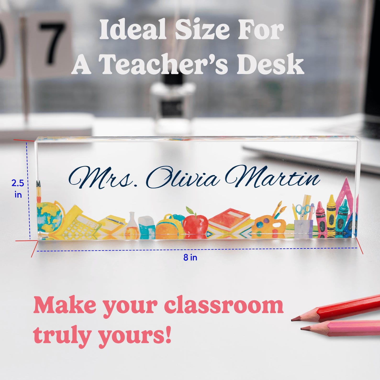 Custom Teacher Name Sign | Personalized Teacher Desk Name Plate ...