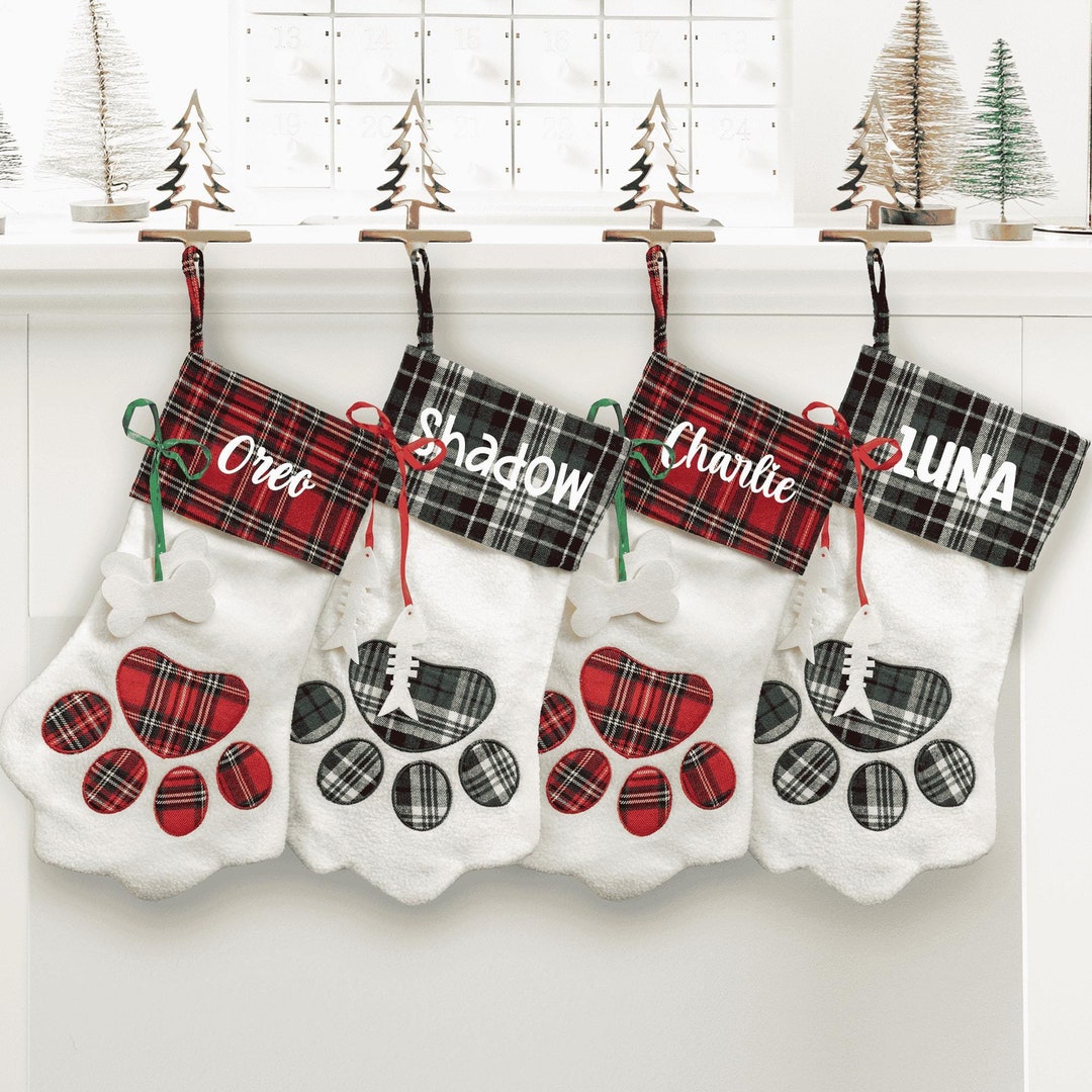 Personalized Paw Christmas Stocking, Custom Dog Cat Stocking, Custom ...