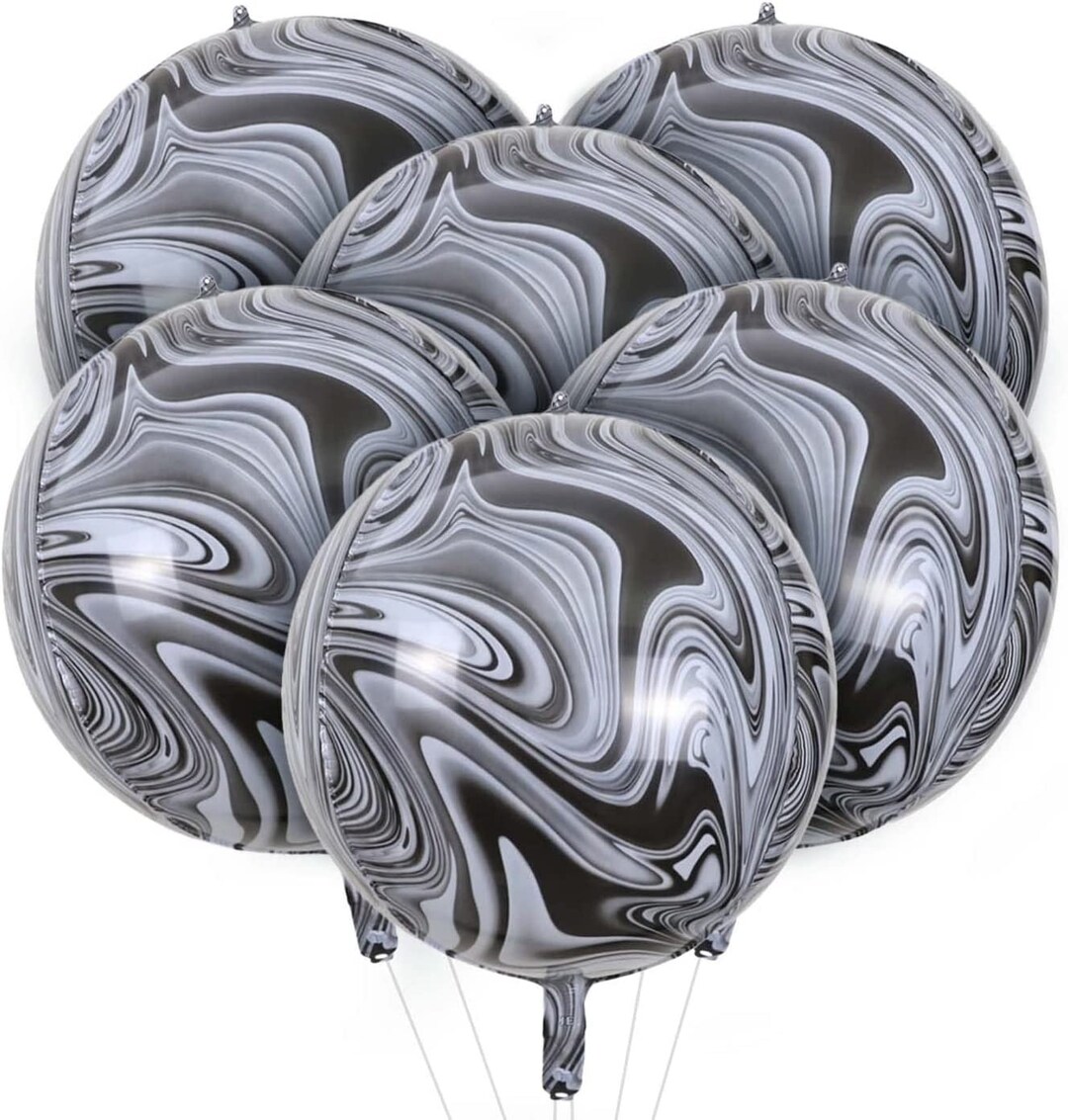 Marble Sphere 4D Balloons Pack of 6 Mylar Foil Balloons 22 Inches Mylar ...