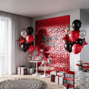 Red Shimmer Wall Backdrop Pack of 24 Square Sequin Wall - Etsy