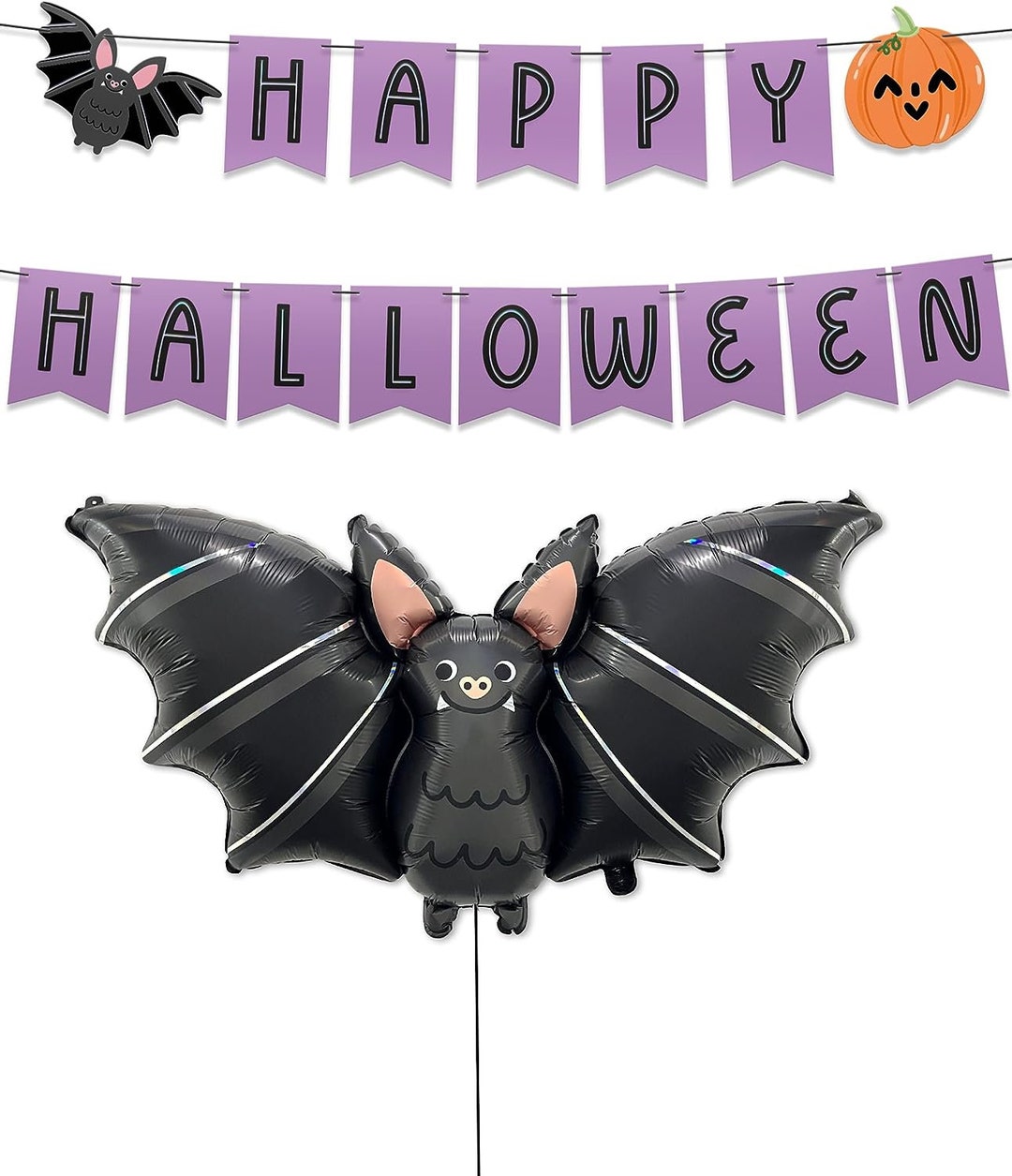 Halloween Cardstock Banner Purple and Black Happy Halloween - Etsy