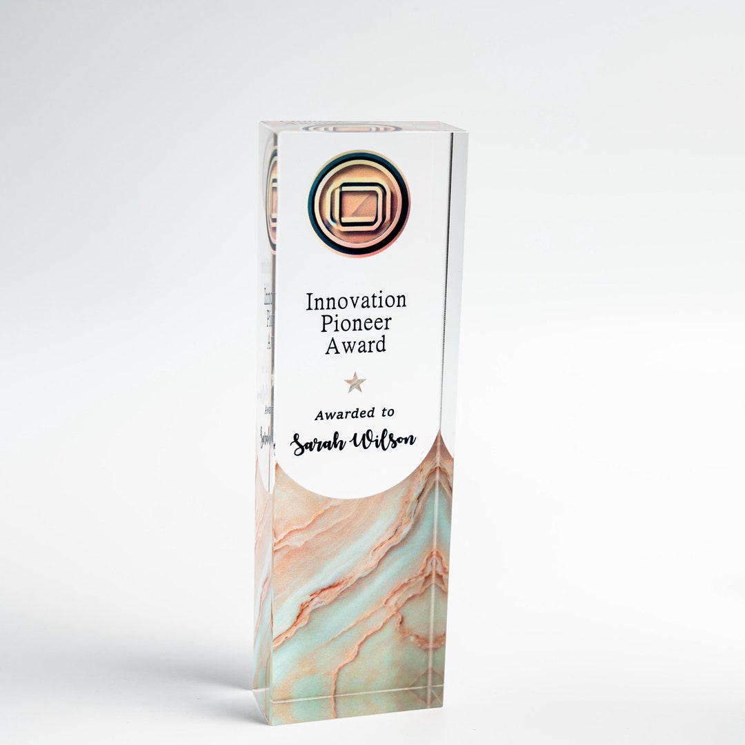 Acrylic Trophy Award With Logo | Personalized Company Annivesary ...