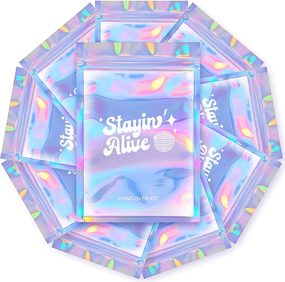 Stayin Alive Hangover Kit Bags | 10pcs Holographic Recovery Favor Bags ...