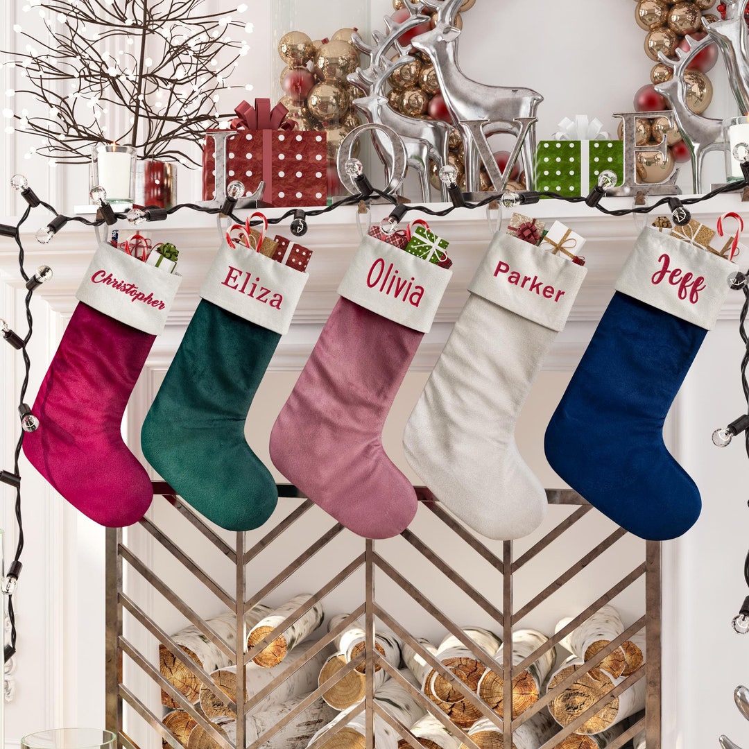 Custom Christmas Stocking Velvet Holiday Stocking Personalized Family ...
