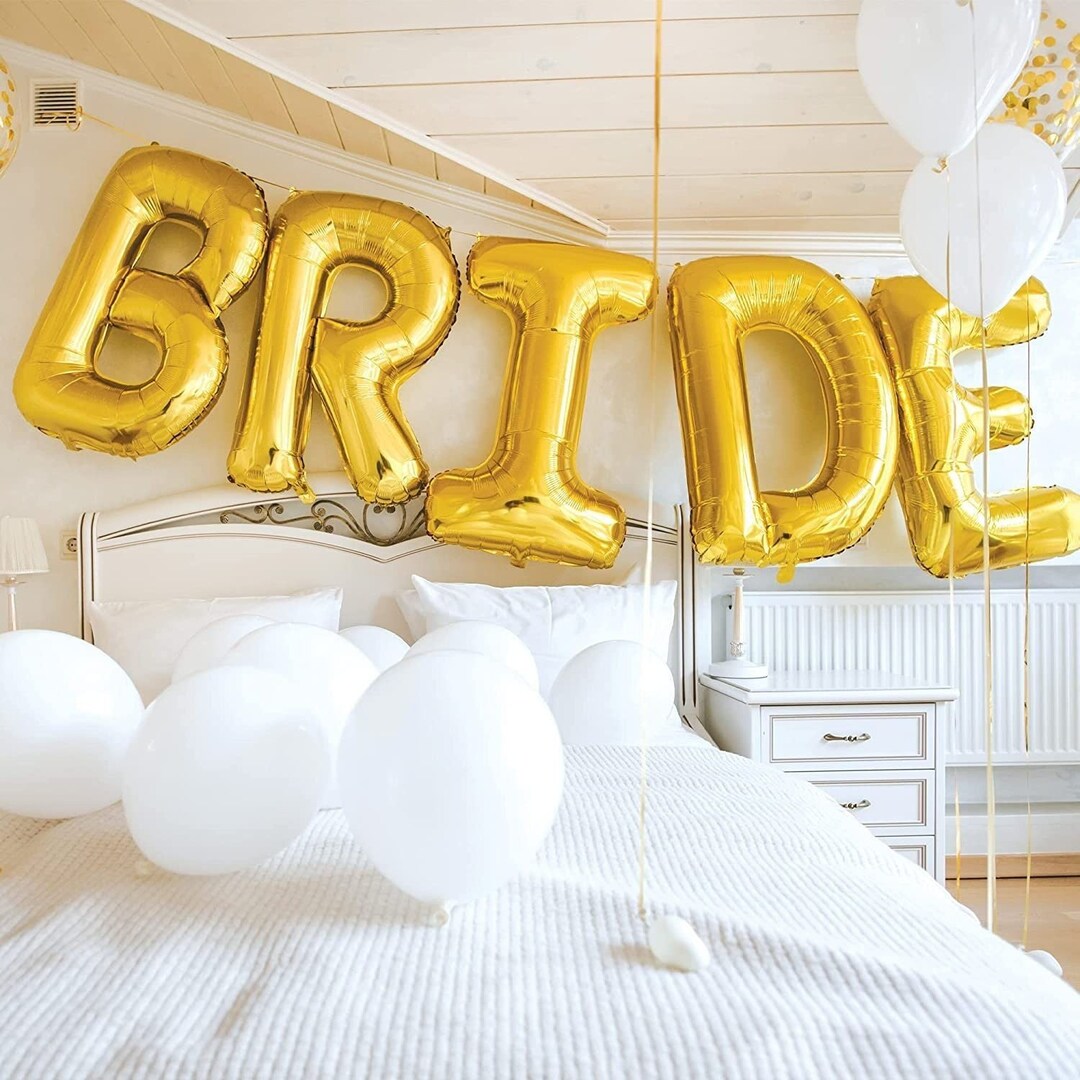 40'' BRIDE Balloons, 40 Inch Golden Bride Foil Balloons for Bridal ...