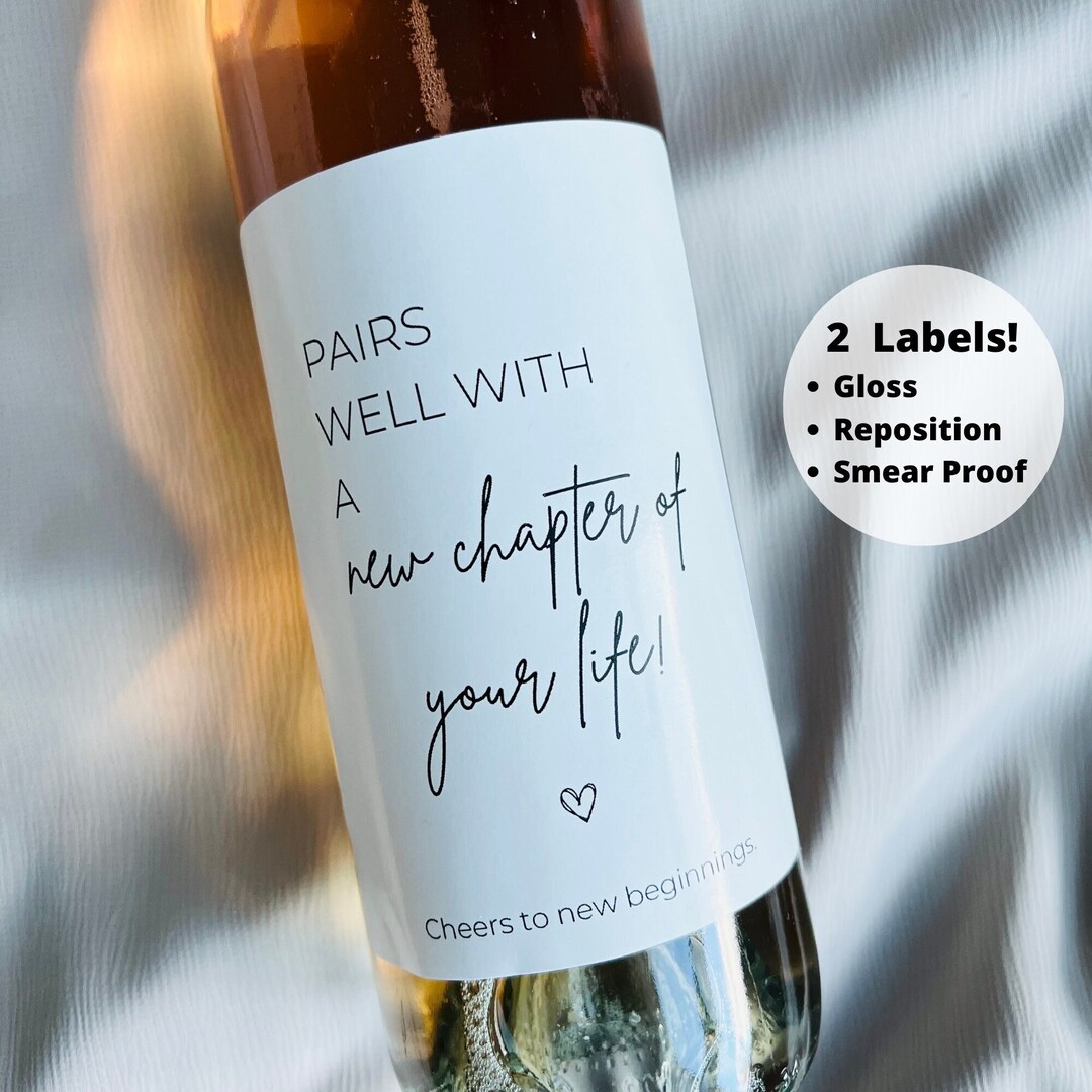 New Chapter of Your Life Wine Label | New Beginnings | Fresh Start ...