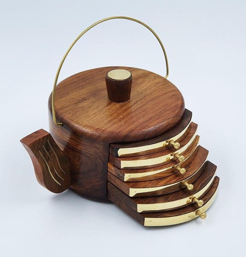 Tea Coasters in Wooden Kettle Shape Best Handicraft for Dinning Table ...