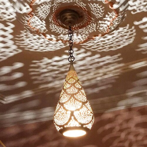 Moroccan Brass Pendant Lamp Open Drop Pendant Light | Etsy