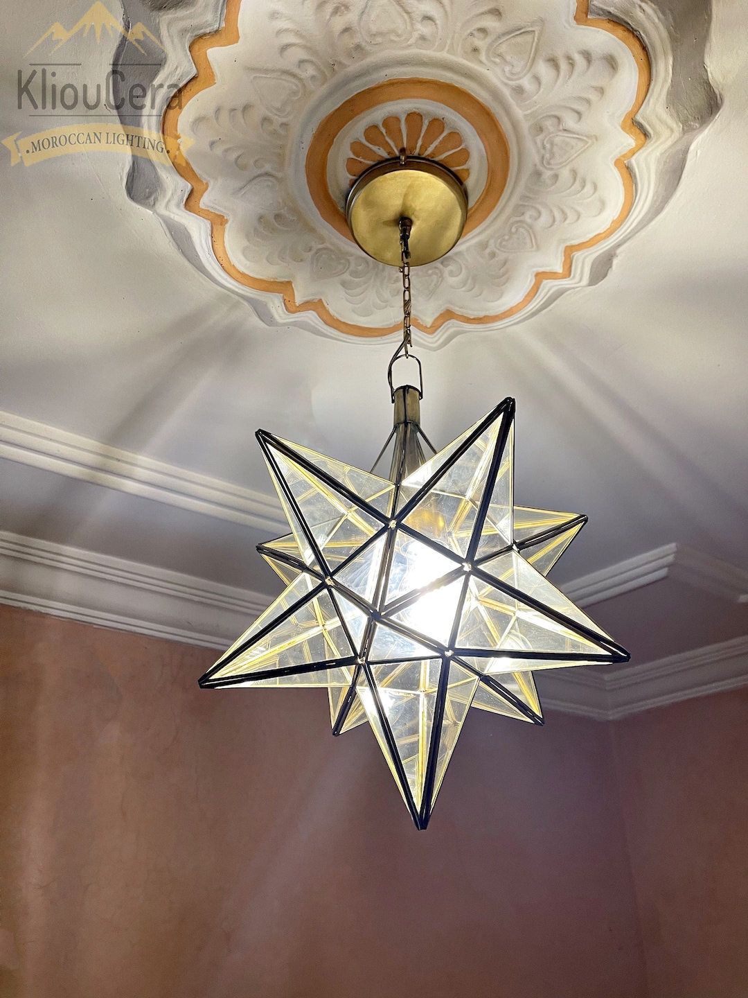 Moravian Star Pendant Light, Brass Moravian Star Pendant Light Fixture ...