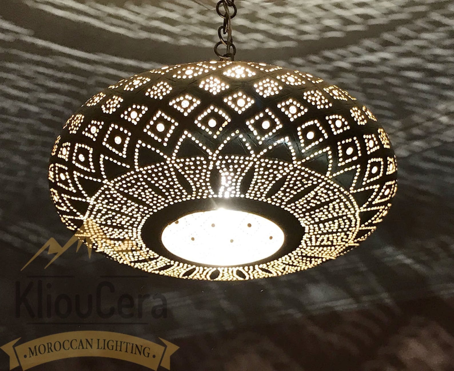 Pendant Light Light Brass Open Bottom Moroccan Lamp Ceiling - Etsy