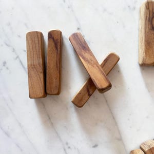 Vintage Handcrafted Olive Wood Knife Rests Natural Rustic Dining ...