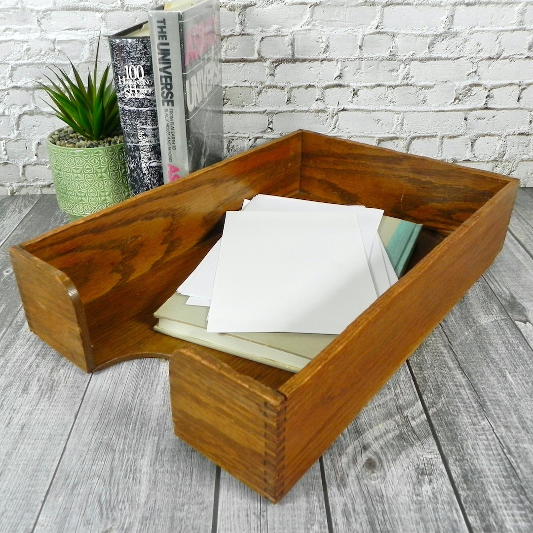 Old Wooden Desk Tray | in and Out Paper Tray | Legal & Letter Size ...